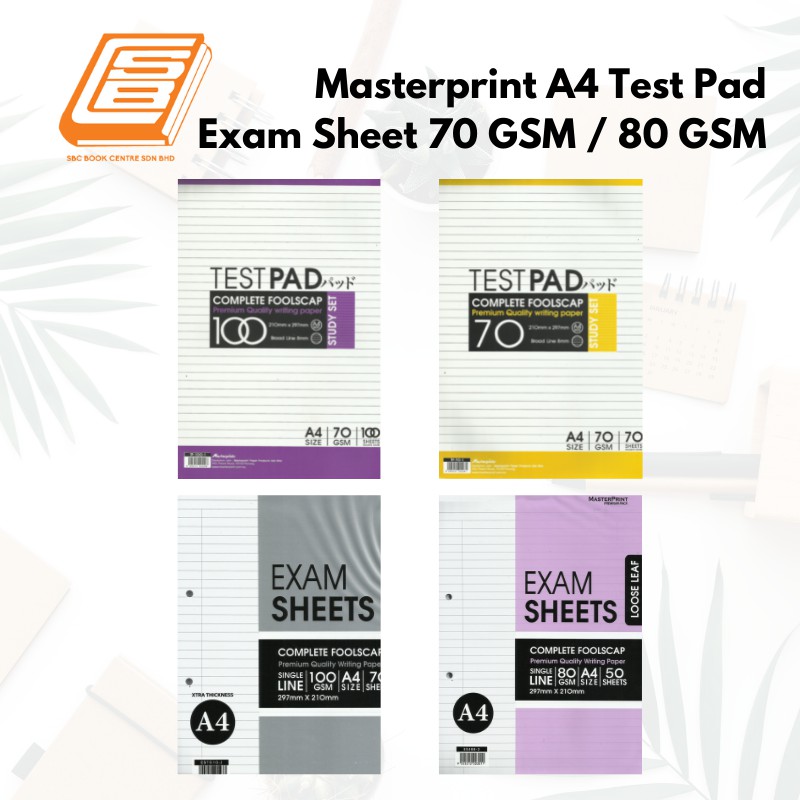Masterprint A4 Test Pad / Exam Sheet 70 GSM / 80 GSM | Shopee Malaysia