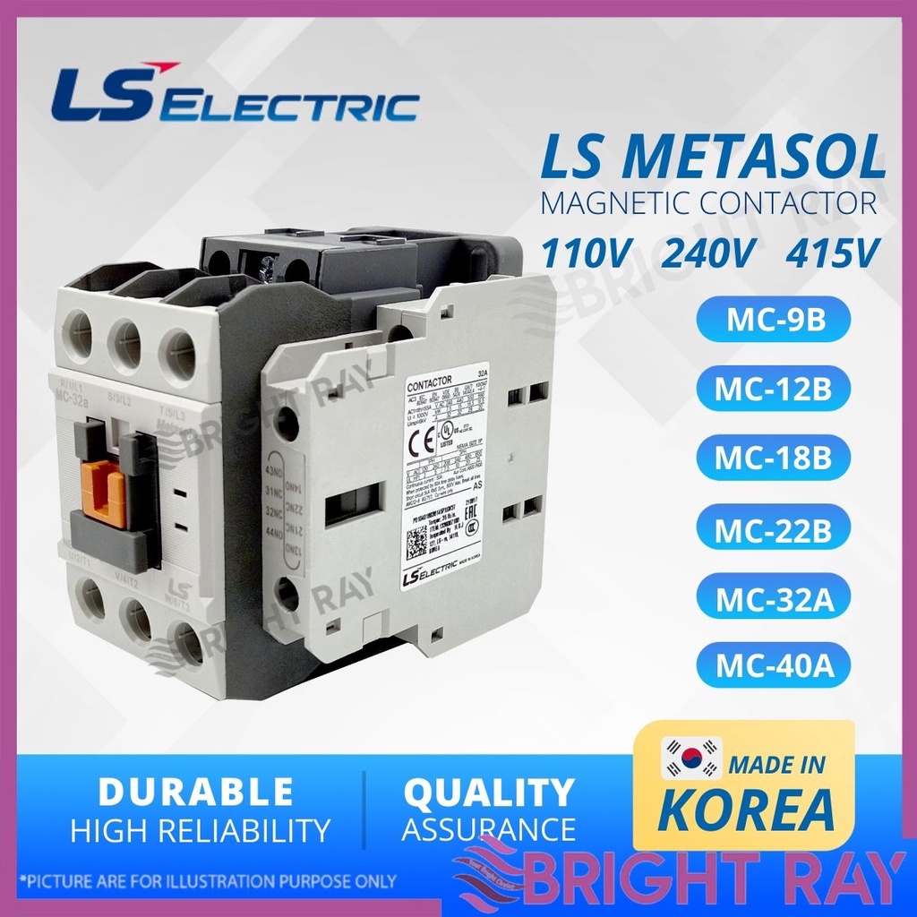 LS ELECTRIC Metasol Magnetic Contactor AC110V / AC240V / AC415V MC-9b MC-12b MC-18b MC-22b MC ...