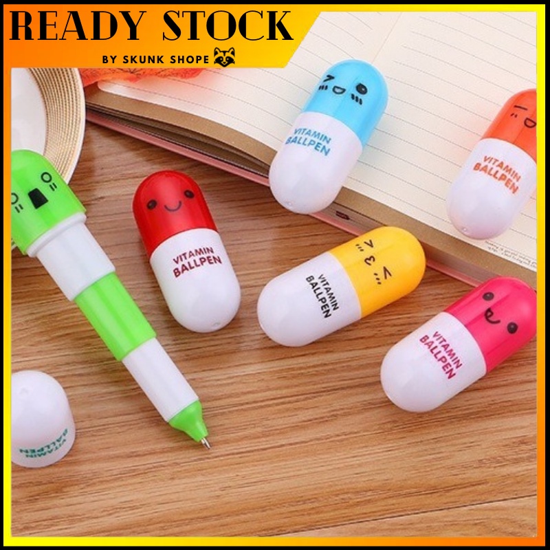 SS Capsule Ball Pen Stationery Cute Free Gift 4062 - Pen Kapsul Pil ...