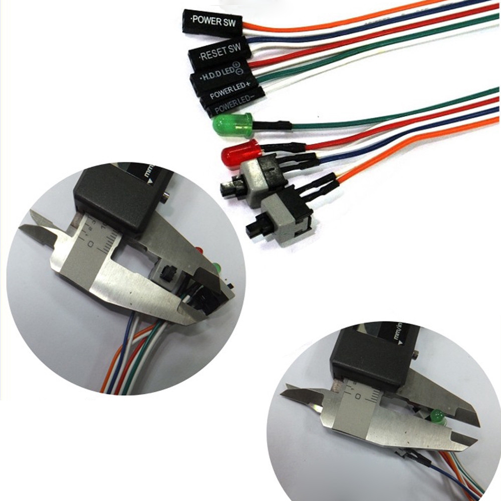 Atx pc compute motherboard power cable 2 switch on/off/reset with led ...