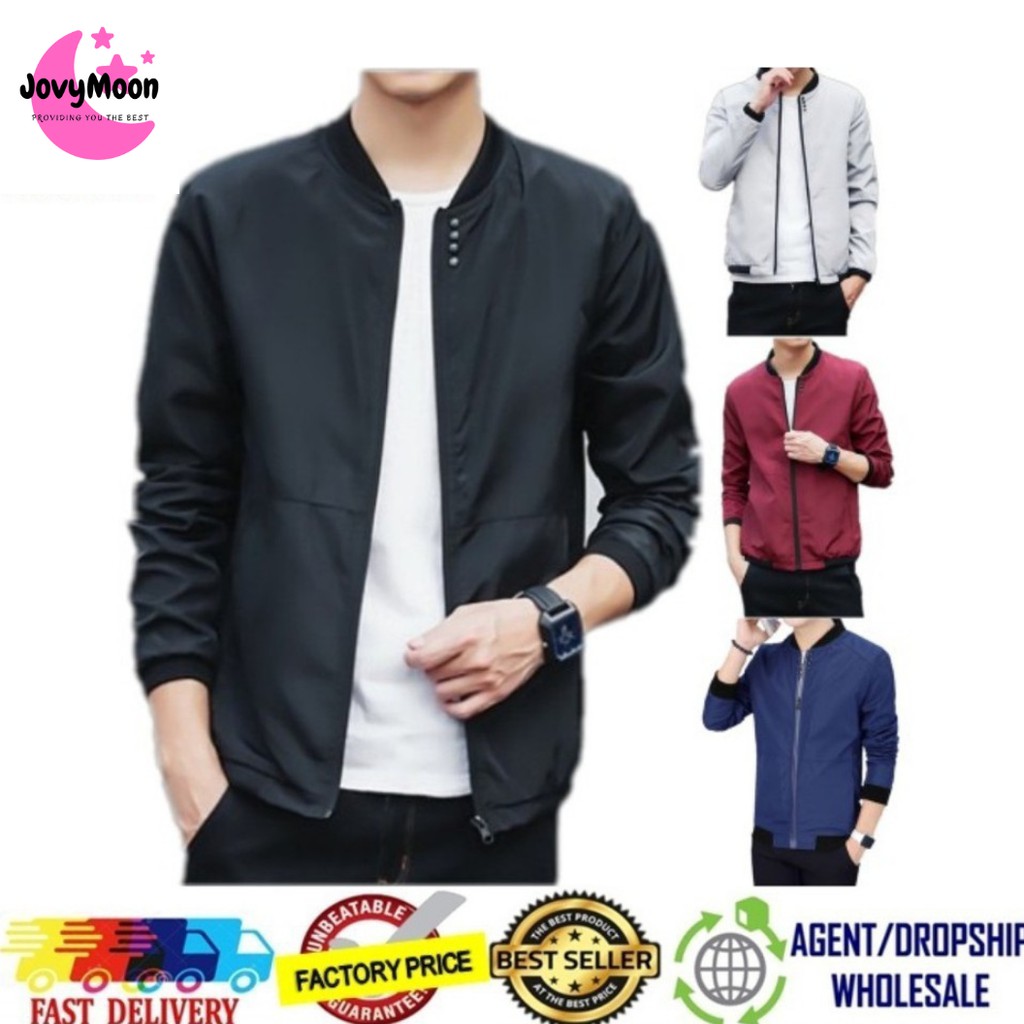 Korea Fashion Jaket Lelaki Murah Casual Men Bomber Jacket Slim Fit Tops ...