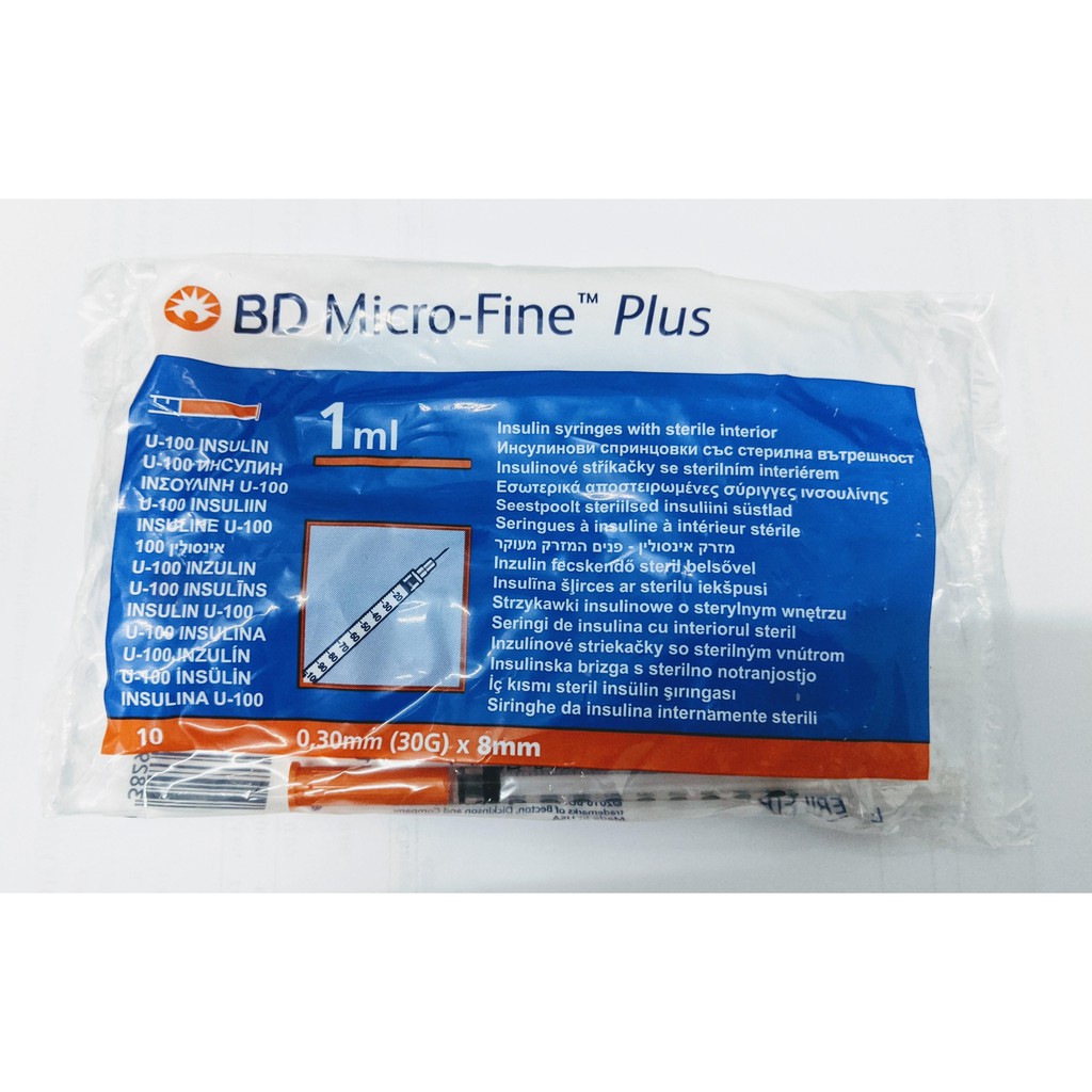 BD MICRO-FINE PLUS INSULIN SYRINGE WITH NEEDLE 1ML, 30G, 1 PACKET 10 ...