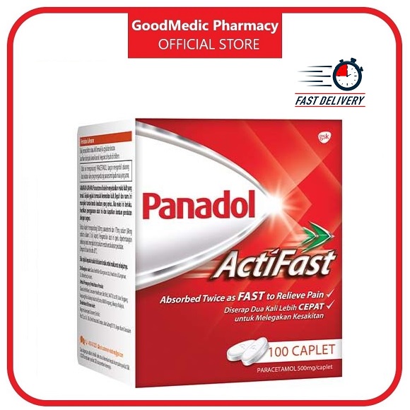 Panadol Actifast for Fast Pain Relief & Fever (100 tablets) | Shopee ...