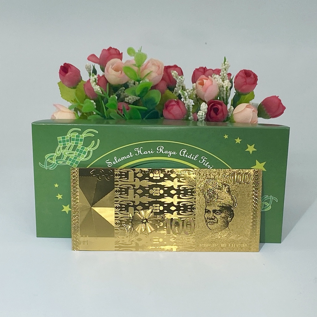 Selamat Hari Raya Aidil Fitri RM100 Malaysia Ringgit Gold Foil Money ...