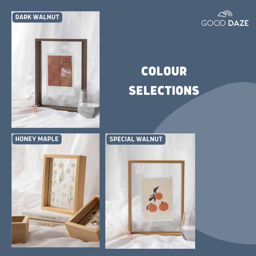 Natural Wooden Photo Frame with Double Panel Glass | Minimalist ...