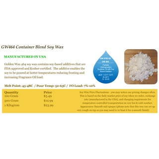 100% Pure Natural Soy Wax (imported from USA) 大豆蜡| GW 464 | Candle ...