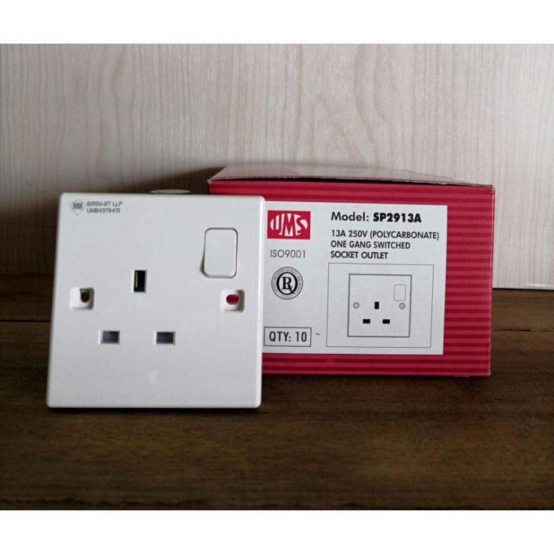 Ums 13a Switch Socket Sirim 13a Socket Plug Electric Socket With Pvc Surface Nut Box 3x3 2913 