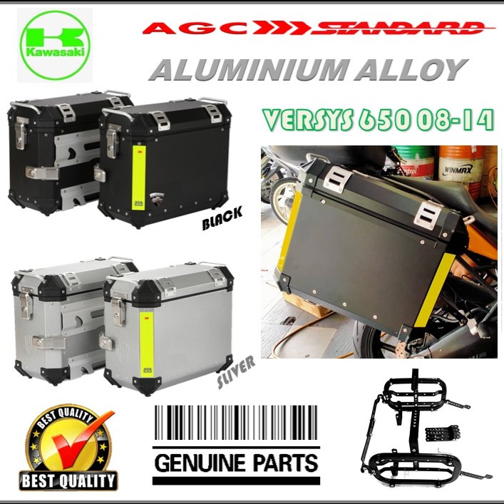 KAWASAKI VERSYS 650 08-14 FULL ALUMINIUM SIDE BOX HIGH QUALITY WATER ...