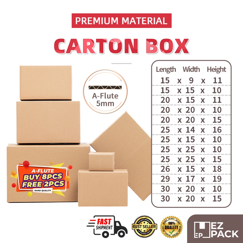 (Buy 8 Free 2pcs) Ezpack Packaging Box Carton Box Packing Box Paper ...