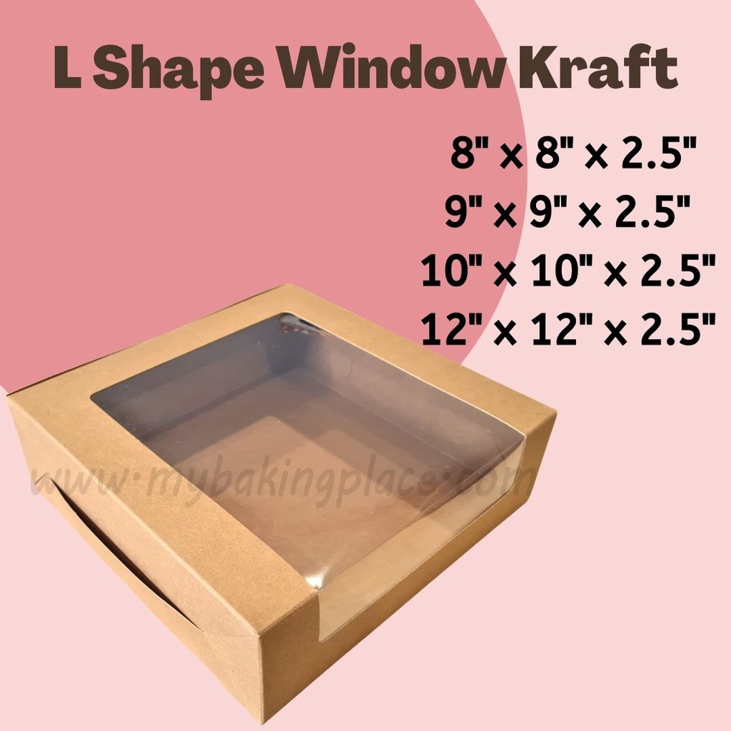 Brown Kraft L Shape Box Kotak Kek Window Box Kraft Box Cake Box Kotak ...