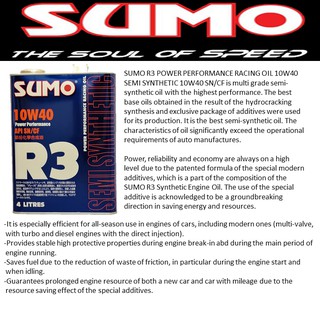 SUMO R3 & R4 Semi Synthetic Engine Oil | 10W40 & 5W30 (4L) SN/CF ...