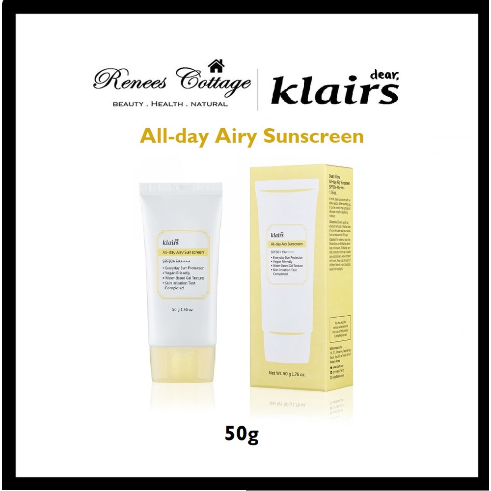 Klairs, All-day Airy Sunscreen, SPF50+ PA++++ (50g) | Shopee Malaysia