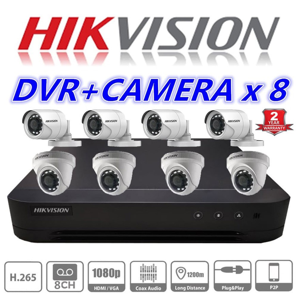 HIKVISION 8-CHANNEL 2MP 1080P Full HD CCTV 2.0MP DVR+Camera Package P2P ...