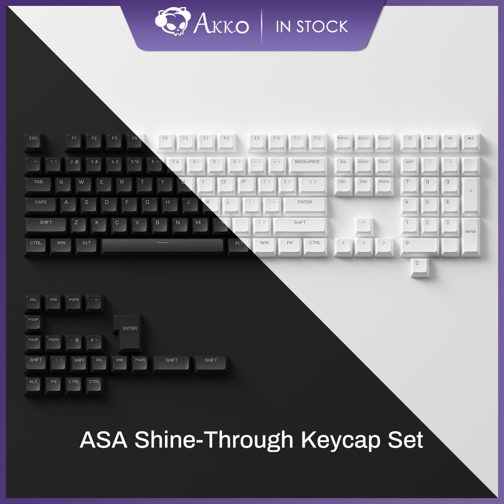 Akko ASA Shine-through Keycap Set with 131-key, PBT Double-shot Keycaps ...
