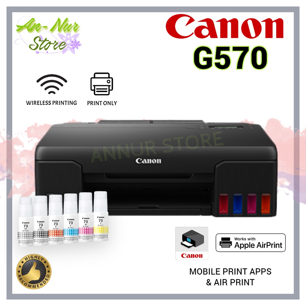 Canon PIXMA G570 Single Function Ink Tank Wireless Photo Printer ...