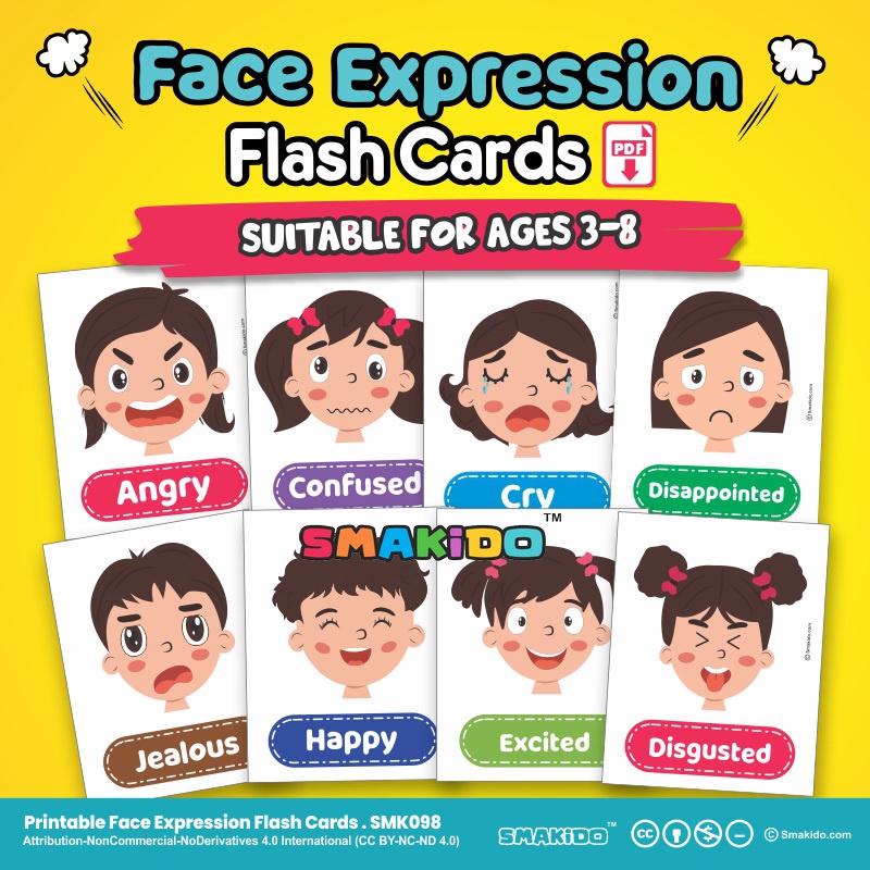 [Soft Copy/PDF] 18 pcs Printable Face Expression Flash Cards | Emotion ...