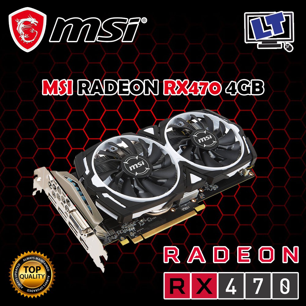 MSI RADEON RX470 ARMOR 4G OC Graphic Card (Better than GTX1050Ti ...