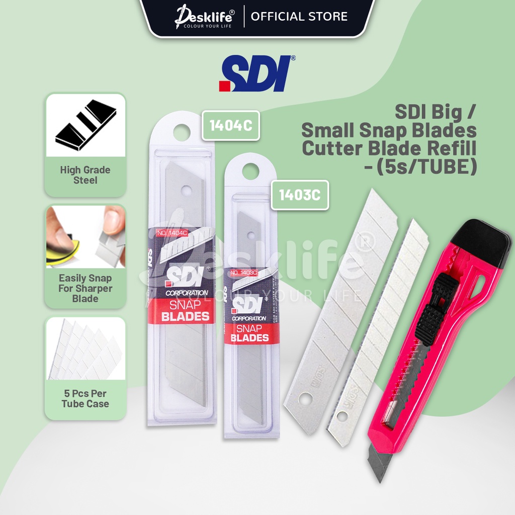 Desklife SDI Big/Small Snap Blades Cutter Blade Refill 1403C / 1404C - (5s/TUBE) SDI Cutter Pen ...