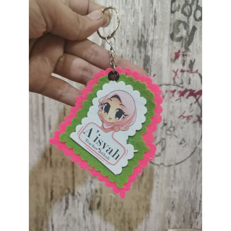 keychain Hari guru/pic doodle+nama custom | Shopee Malaysia
