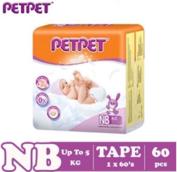 PETPET 60PCS Tape Newborn Diaper Newborn Disposable Diaper Baby Diaper ...