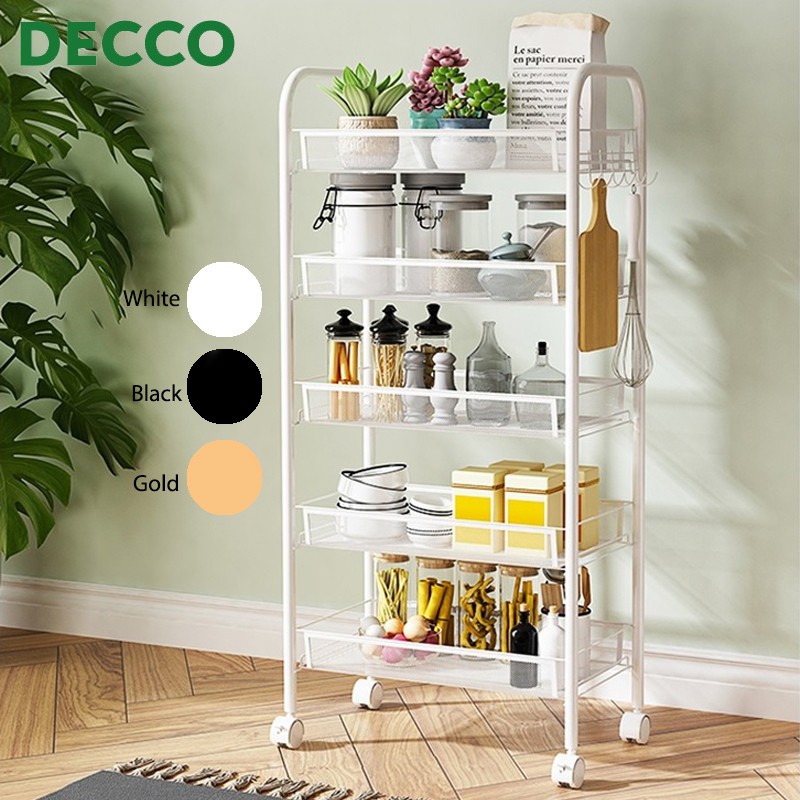 Decco 5 Layers Trolley Storage Rack Kitchen Organizer Storage Shelf ...