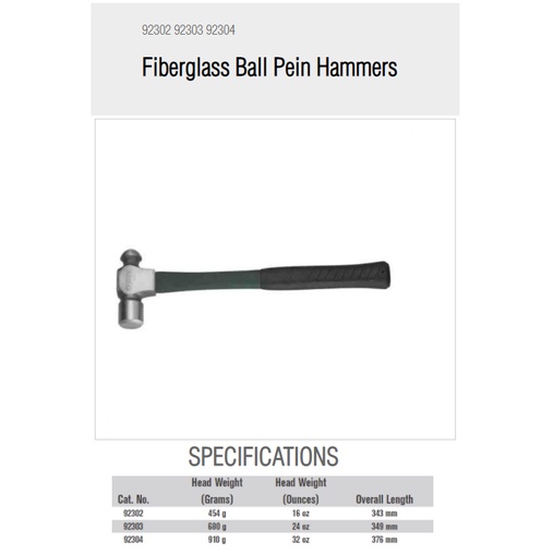 SATA 92302 92303 92304 Fiberglass Ball Pein Hammers | Shopee Malaysia