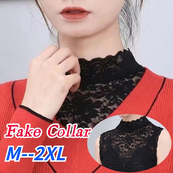 Fashion Detachable Fake Collar Embroidery Neckline Ruff Covering Collar ...