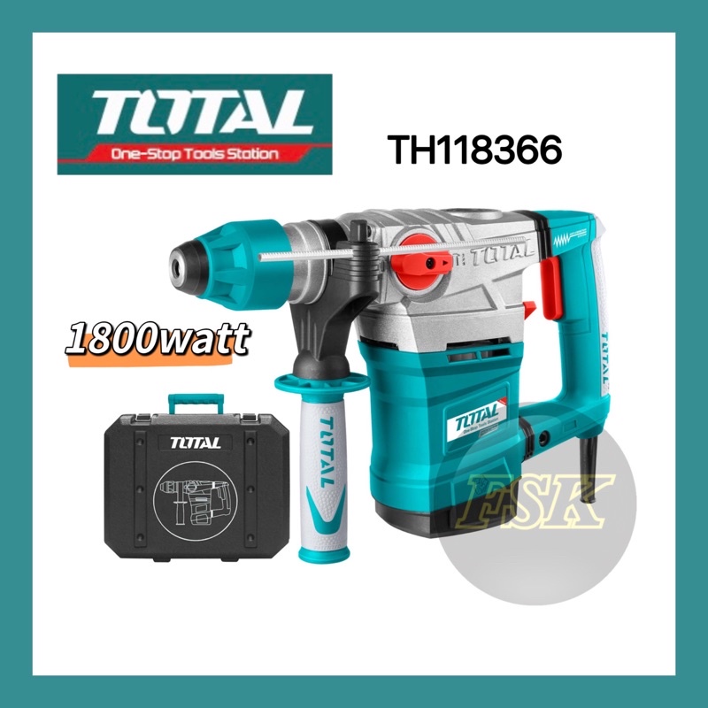 TOTAL Heavy Duty Rotary Hammer Drill 1800watt_ TH118366 | Shopee Malaysia