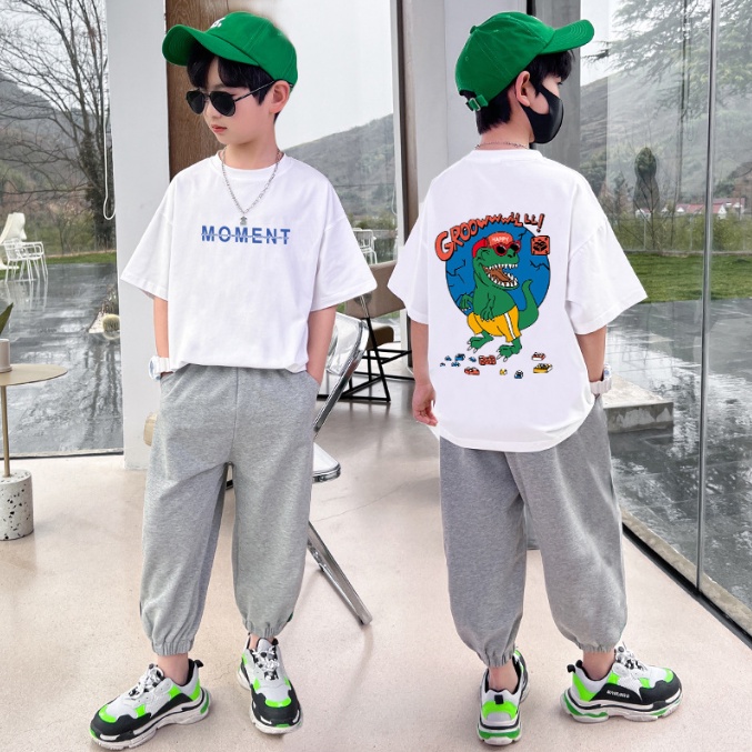 QW DUMBO baby boy clothes kids 2-13 years cute dinosaur monster 2pc/set ...