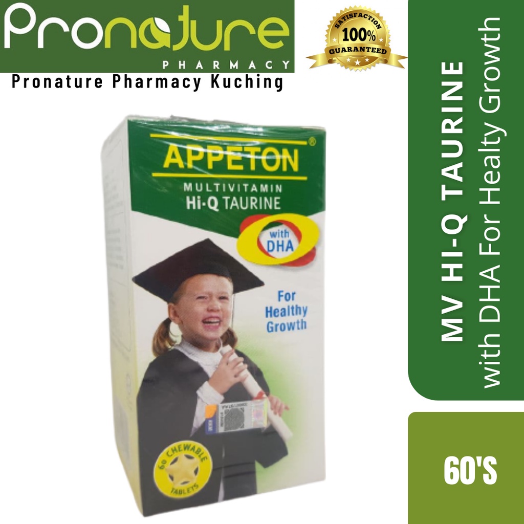 APPETON MULTIVITAMIN HI-Q TAURINE WITH DHA CHEWABLE TABLET 60'S ...