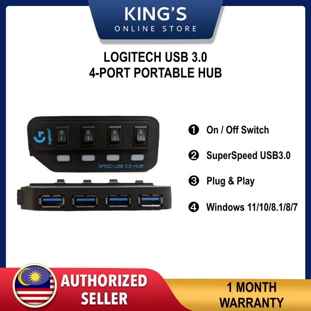 LOGITECH USB 3.0 HIGH SPEED 4 PORT PORTABLE USB HUB | Shopee Malaysia