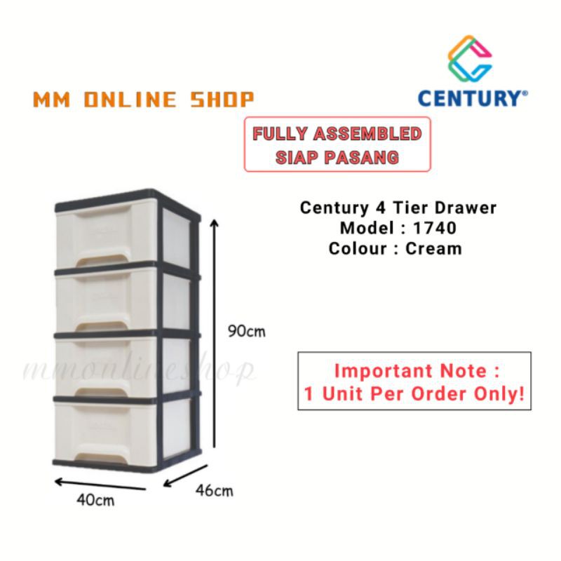Century 4 Tier Drawer / Cabinet / Storage Cabinet 1740 - Fully ...