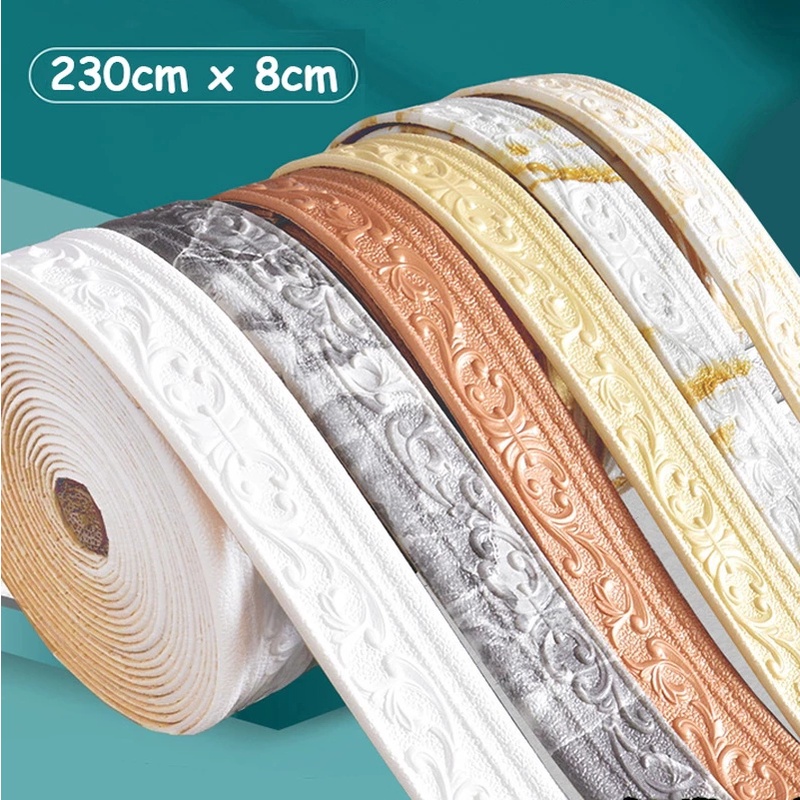 Self Adhesive 3d Foam Skirt Wall Stickers Waterproof Baseboard