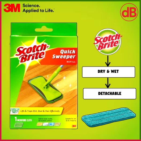 3M Scotch-Brite Quick Sweeper Microfiber Mop (Refill) | Shopee Malaysia