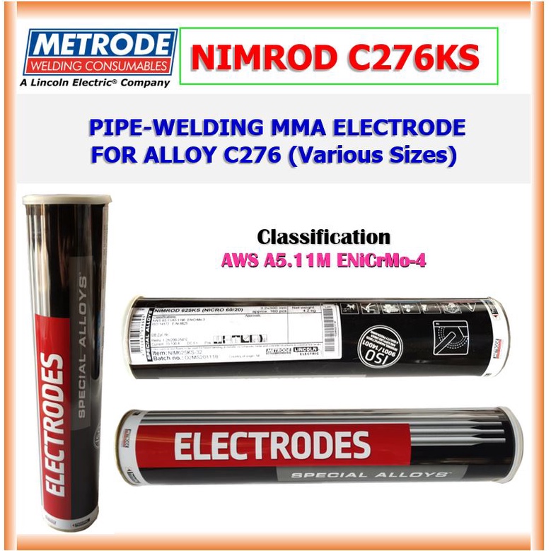 LINCOLN / METRODE NIMROD C276KS , PIPE-WELDING MMA WELDING ELECTRODE ...