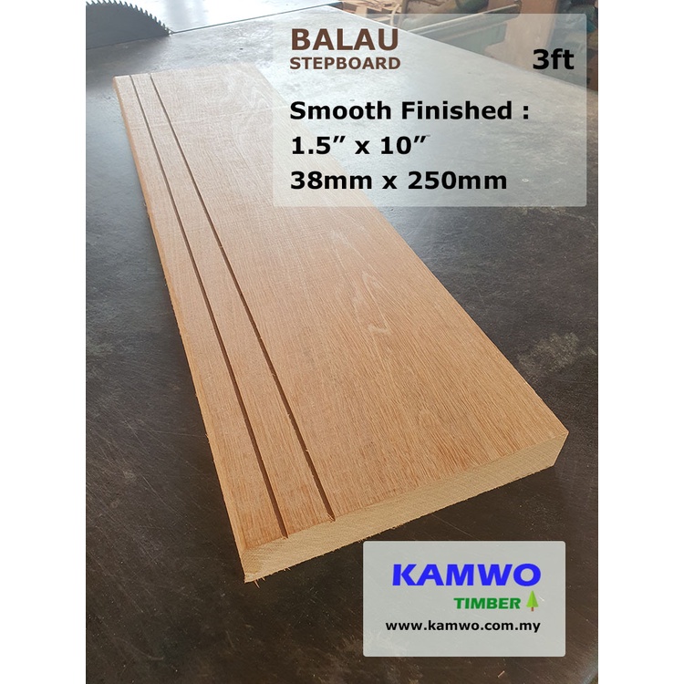 *Kiln Dried* Balau Stepboard - 1.5" x 10" x 3ft (Kayu Balau Tangga ...