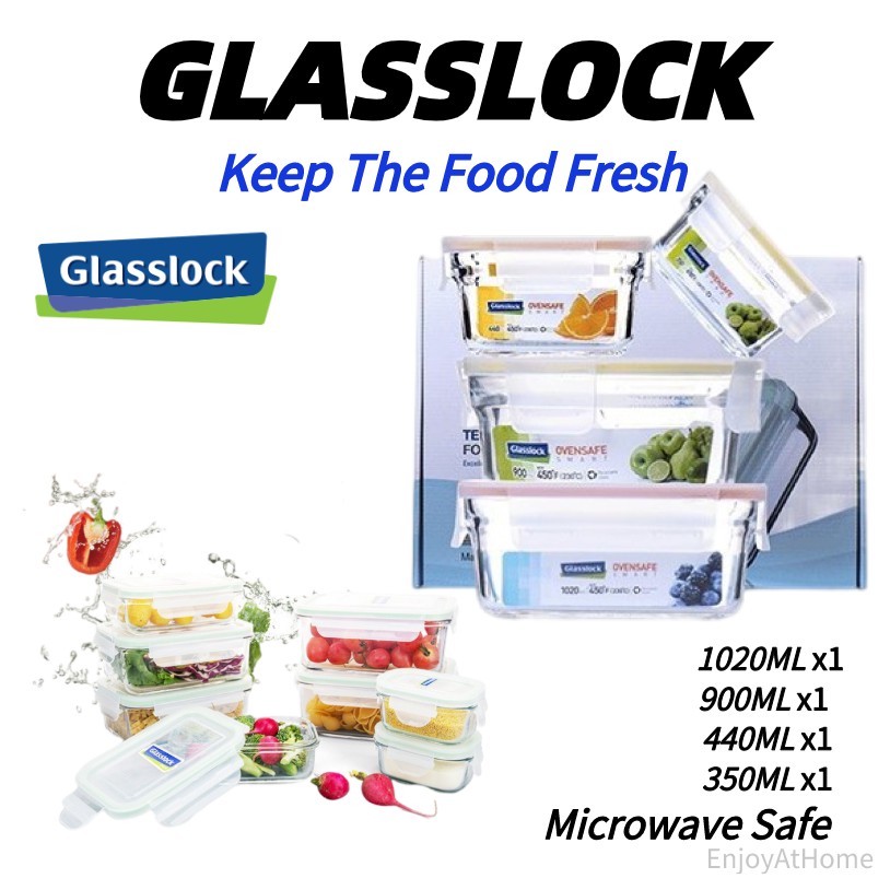 GLASSLOCK FOOD CONTAINER OVEN SAFE tupperware 1020ML 900ML 395ML 440ML ...