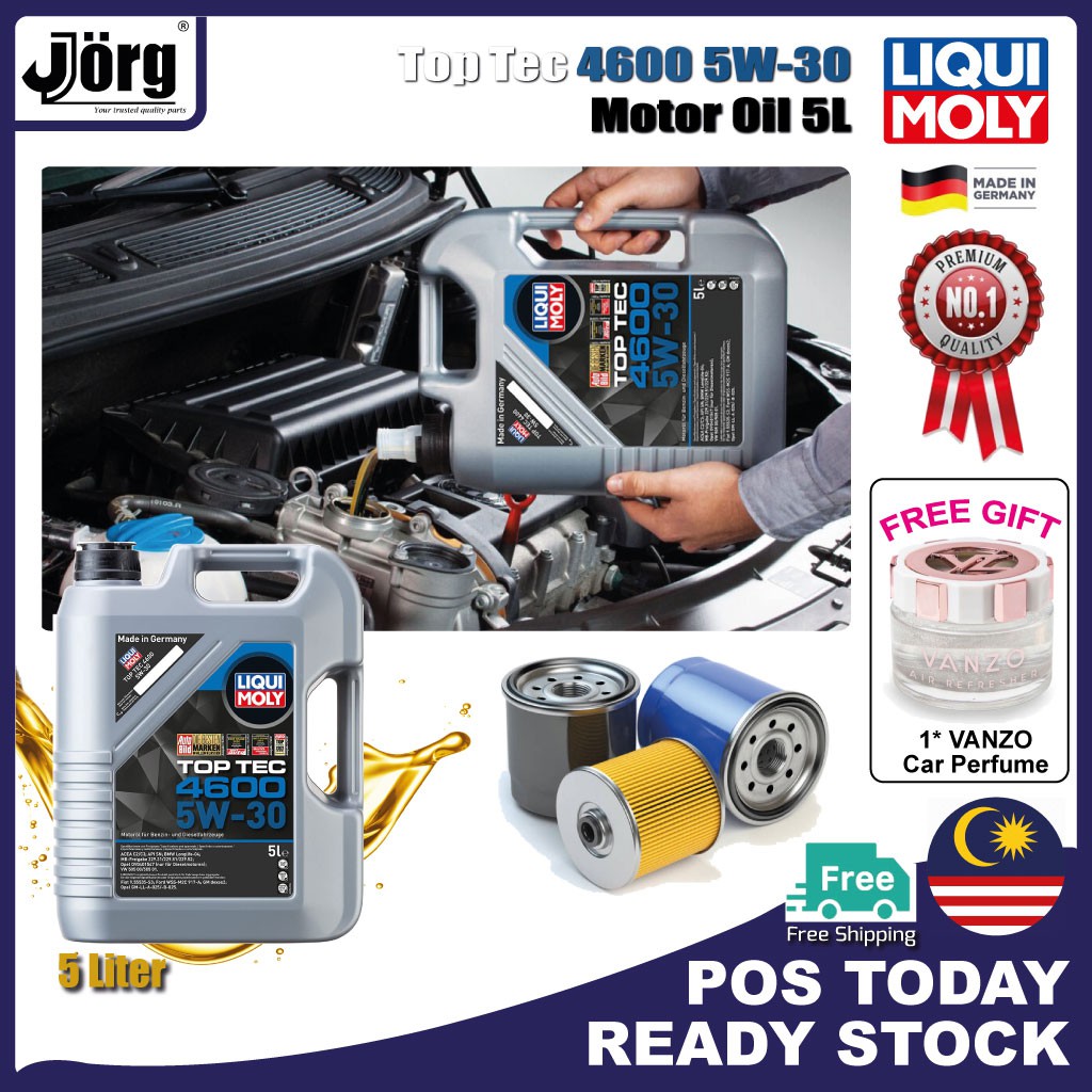 LIQUI MOLY Fully Synthetic Engine Oil Top Tec 4600 5W-30 5L Motor Oil ...