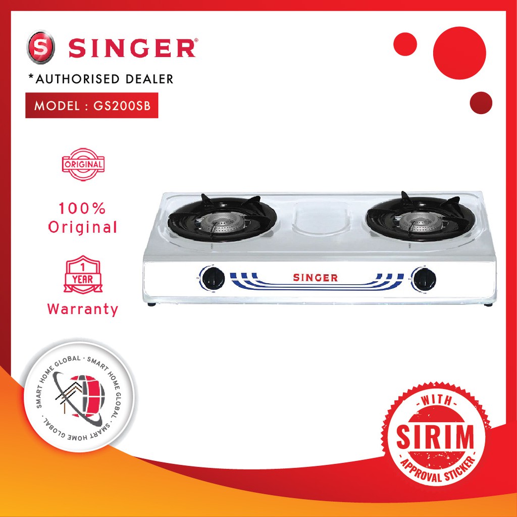 Singer GS200SB Double Burner Gas Cooker | Shopee Malaysia