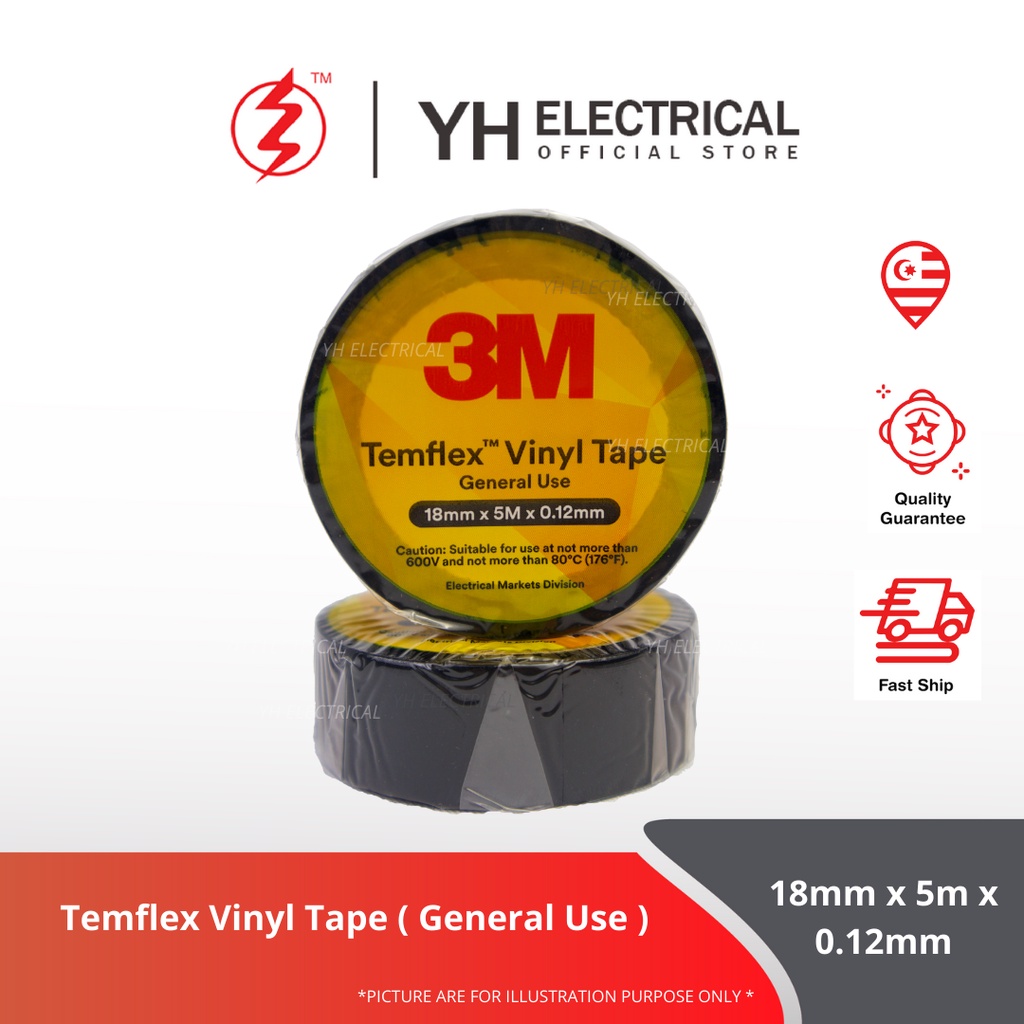 3M TEMFLEX VINYL TAPE WAYAR TAPE (PC) / Normal Tape (BLACK) ELECTRIC ...