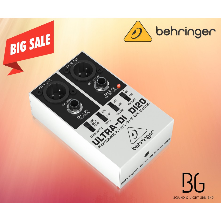 behringer di20 Professional Active 2-Channel DI-Box/Splitter | Shopee Malaysia