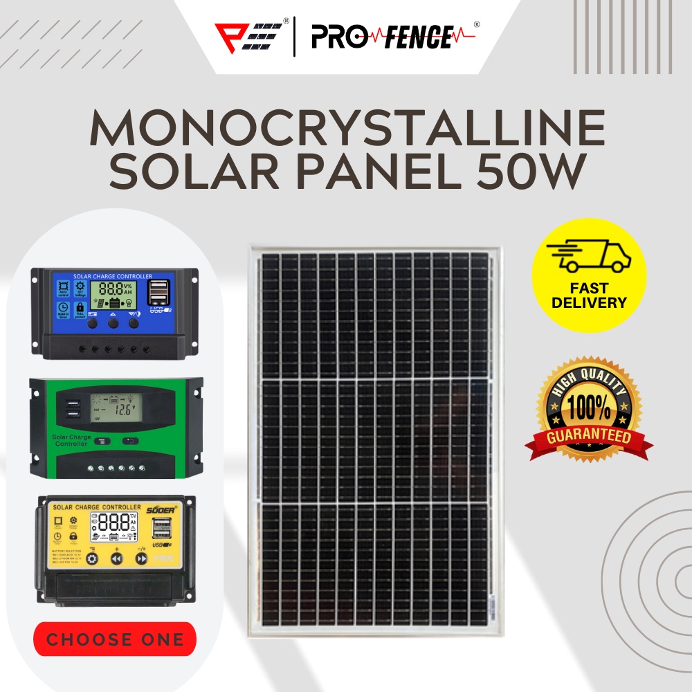 Pro Fence Monocrystalline Solar Panel 50W Solar System Solar Panel Set ...