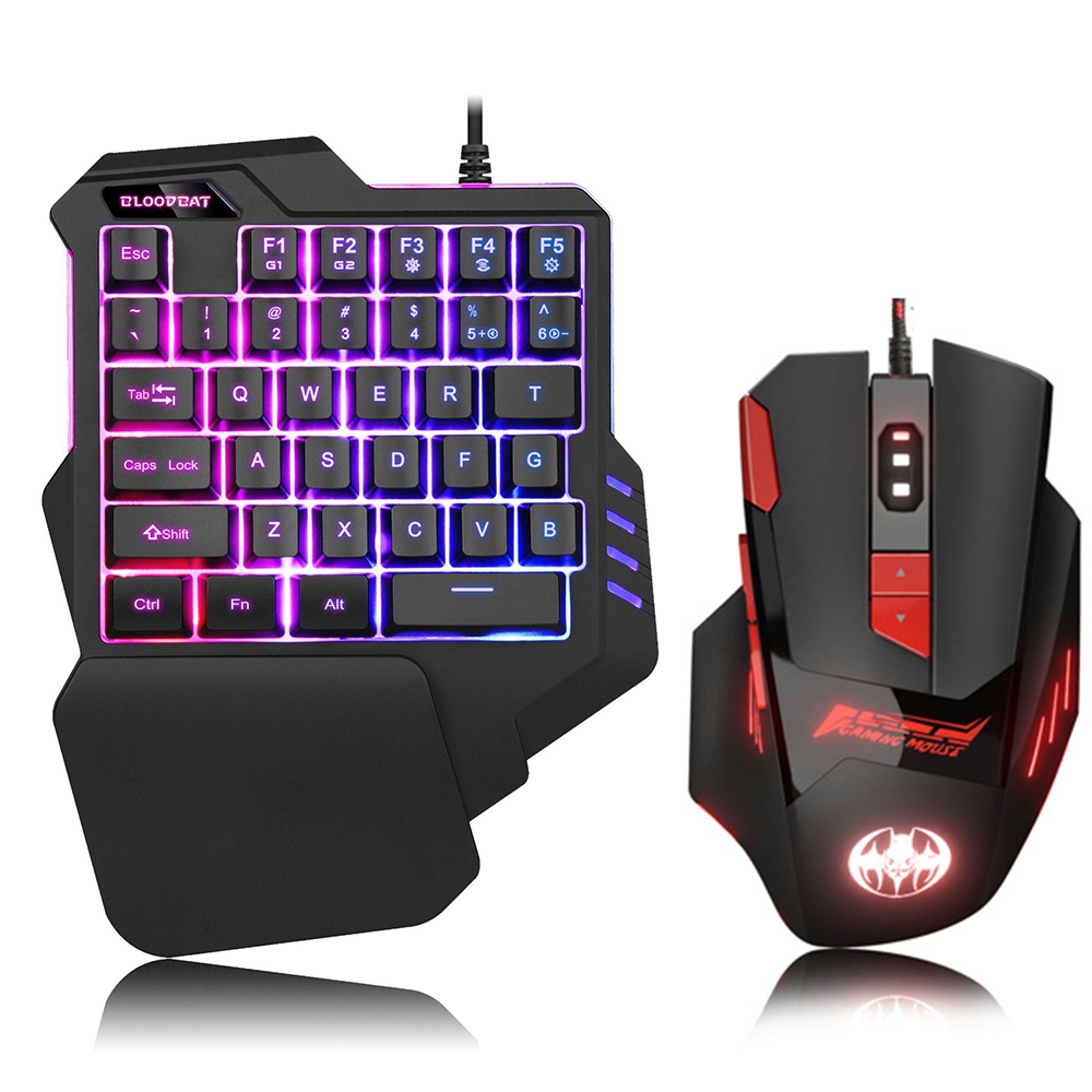 【FREESHIPPING】 One-Handed Game Keyboard Mouse Set RGB Backlit Portable Mini Gaming Keypad Game ...
