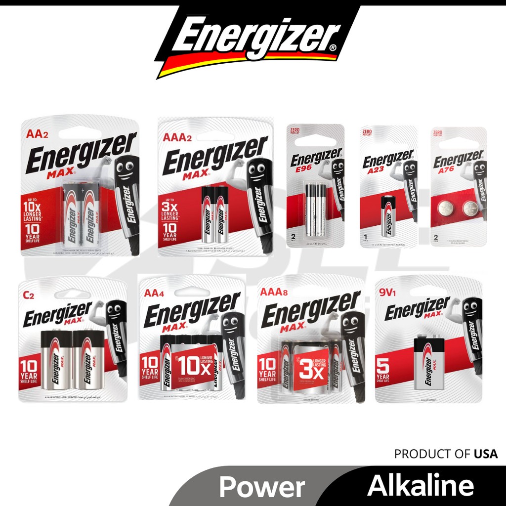 ENERGIZER Alkaline Battery AA AAA AAAA 9V 1.5V E91 E92 E93 E96 C A23 ...
