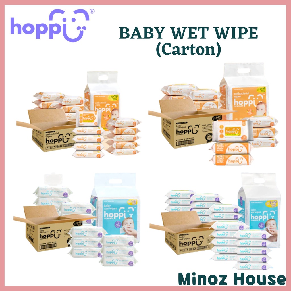 (Carton) Hoppi Premium Baby Wet Wipes/Antibacterial Wipes | Shopee Malaysia