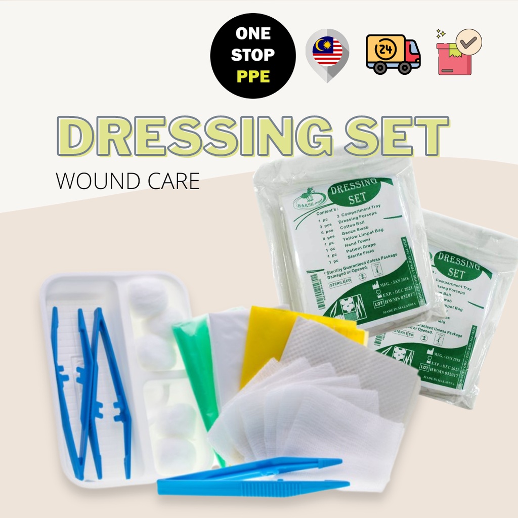 [OneStopPPE] Wound Dressing Set with Forceps Sterile Packed Woundcare ...