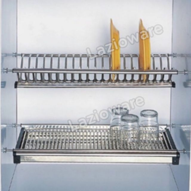 Stainless Steel Kitchen Hanging Dish Rack Cabinet Top and Bottom ...
