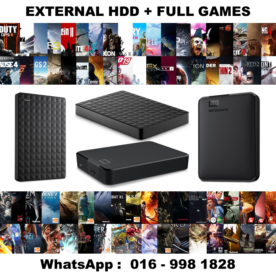 Offline PC Games 500GB 1TB External HDD Hard Disk Storage 2.5 Enclosure ...