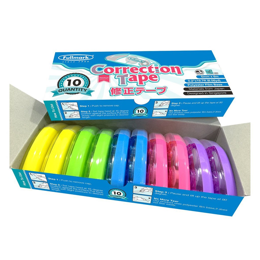 Fullmark Correction Tape - 5mm X 6m each / Gift Box 10 pcs (Model B ...