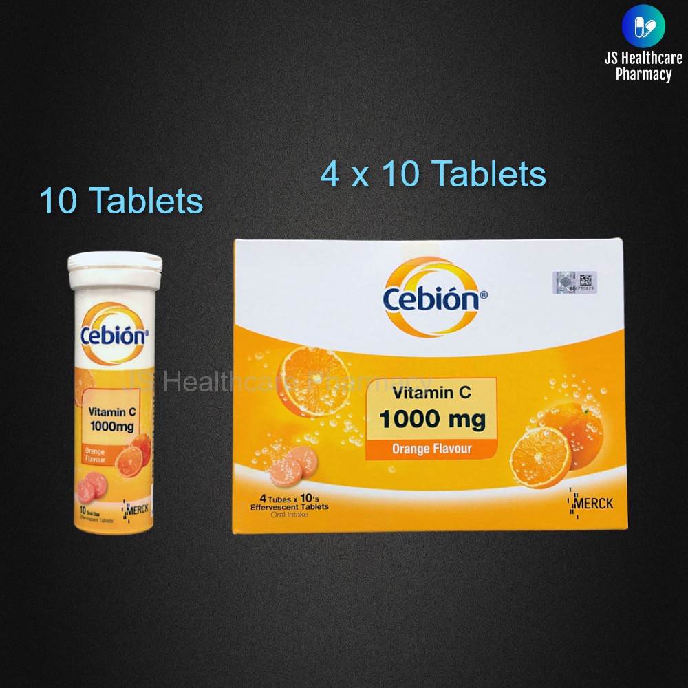 Cebion Vitamin C 1000mg Effervescent (Orange Flavour) - (10 tablets / 4 ...
